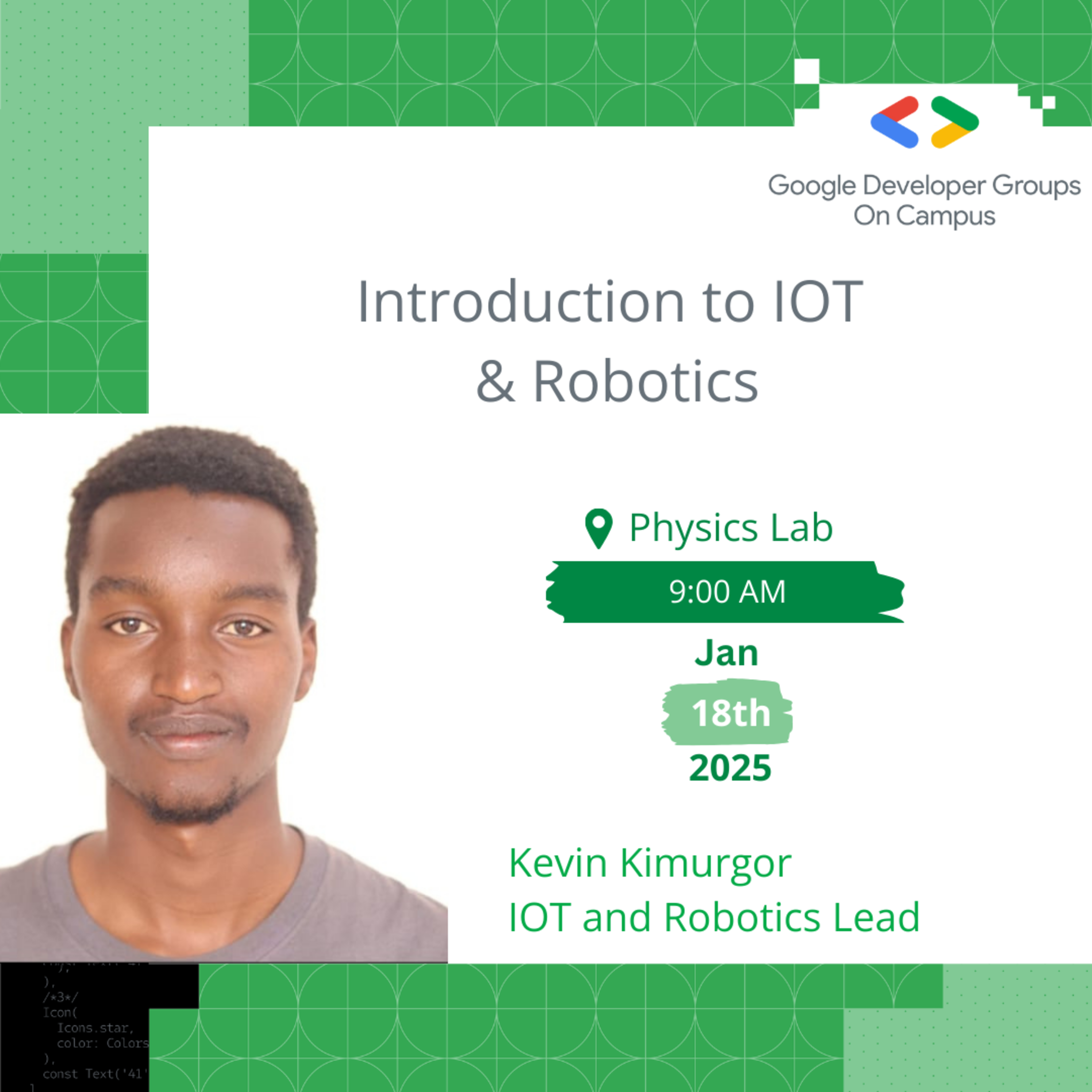 See Introduction to IoT and Robotics at Google Developer Groups GDG on Campus Kabarak University ...